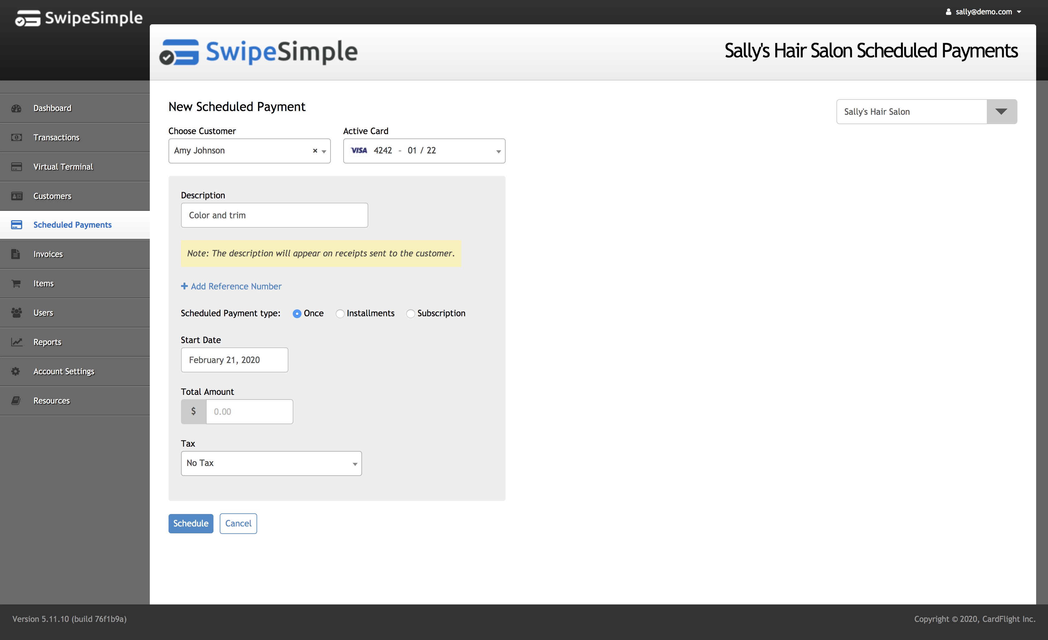 Scheduling payments – Support Center
