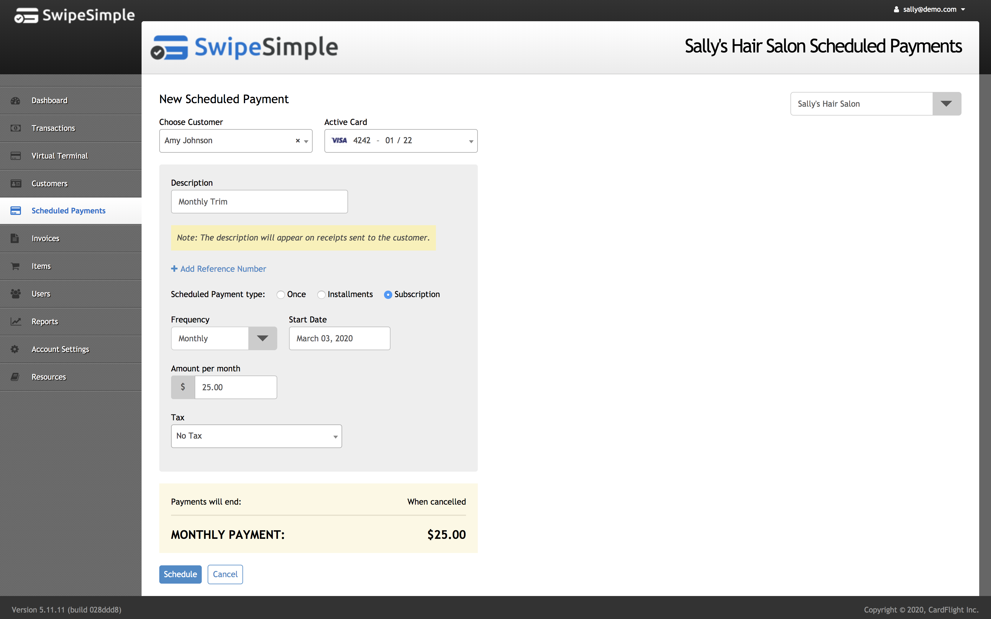 Scheduling payments – Support Center